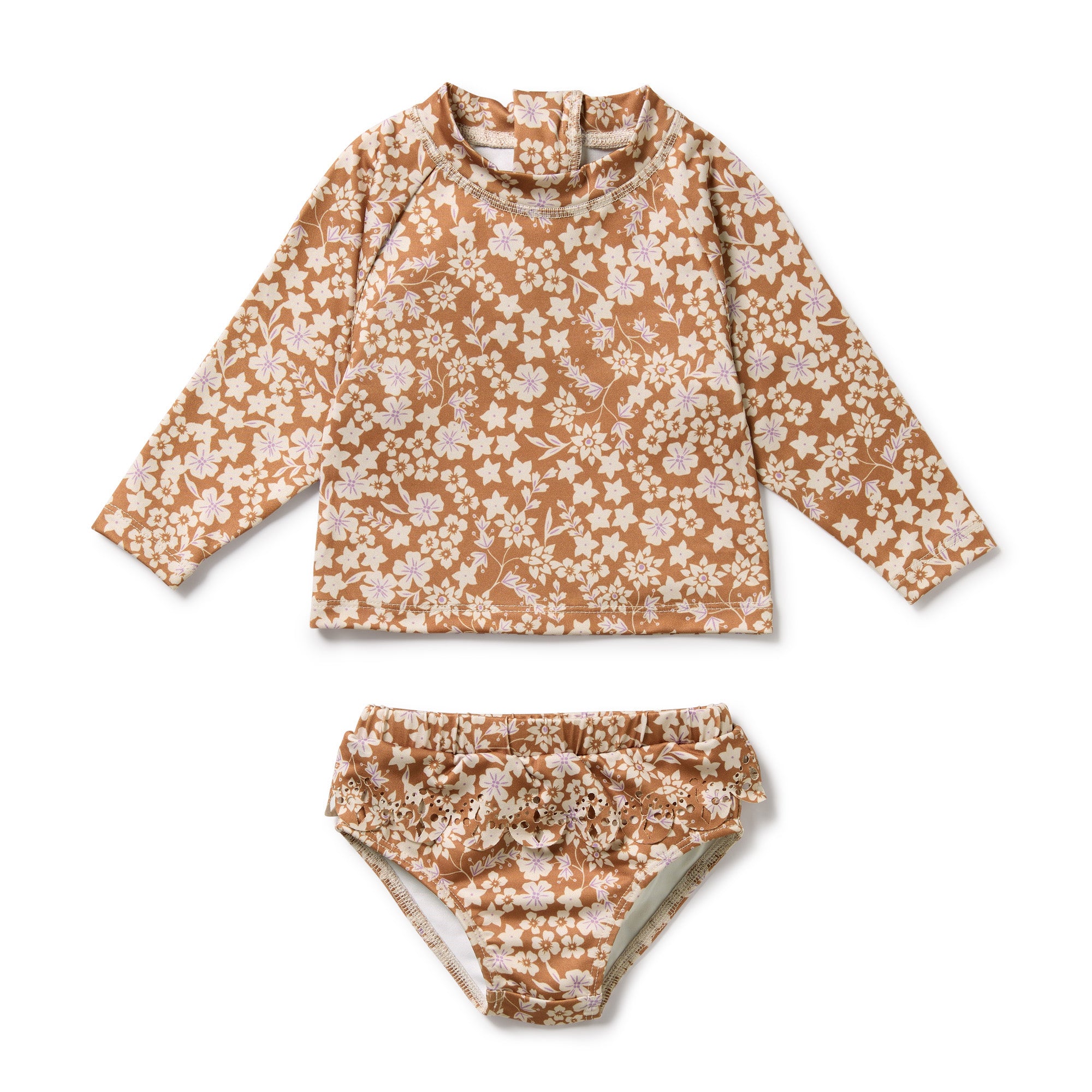 Wilson and Frenchy Girls Hazel Floral Cutwork Rashie Swim Set | Bon Bon ...